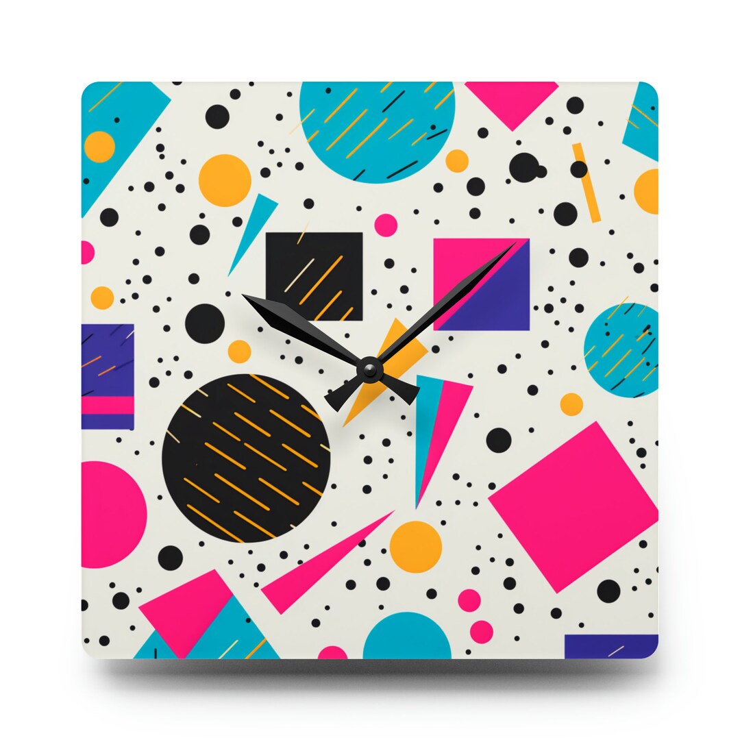 80's Retro, Memphis Pattern Style, Acrylic Wall Clock - Etsy