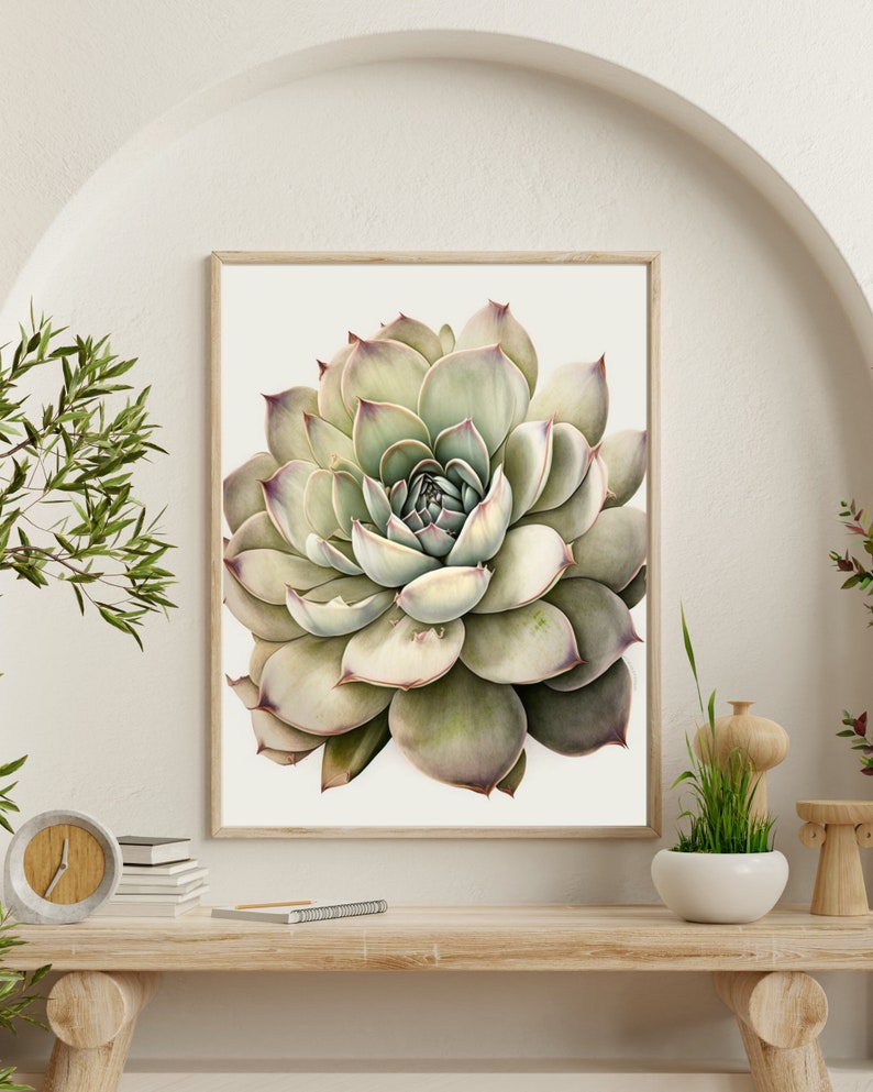 Boho Succulent Wall Art, Large Succulent Digital Download, Boho ...