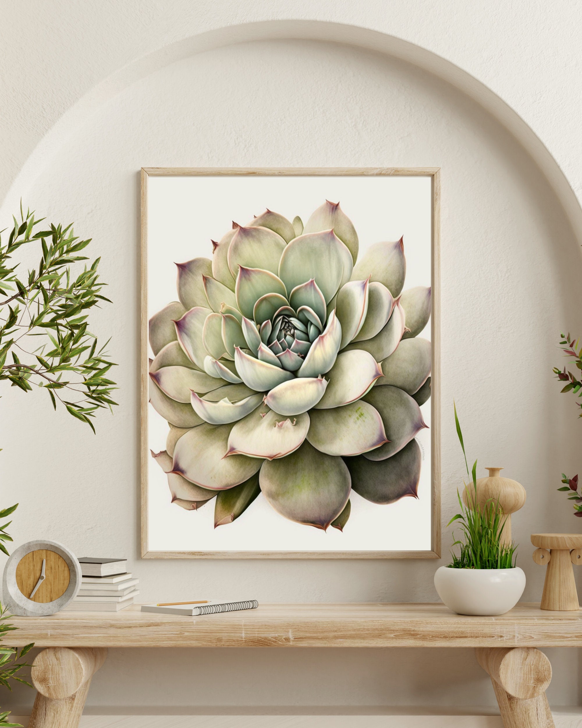 Boho Succulent Wall Art, Large Succulent Digital Download, Boho ...