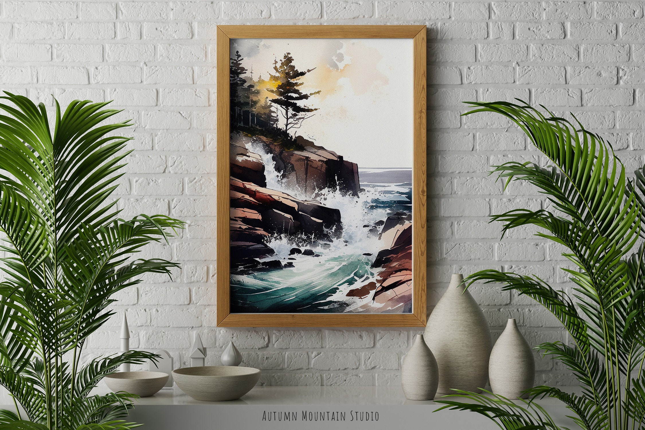 Thunder Hole Print Acadia National Park Watercolor Painting Acadia Park ...