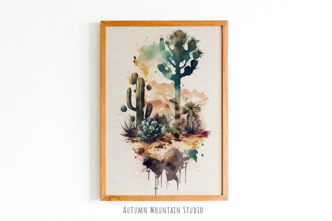 Desert Cacti Art Print Desert Watercolor Painting Digital Western ...