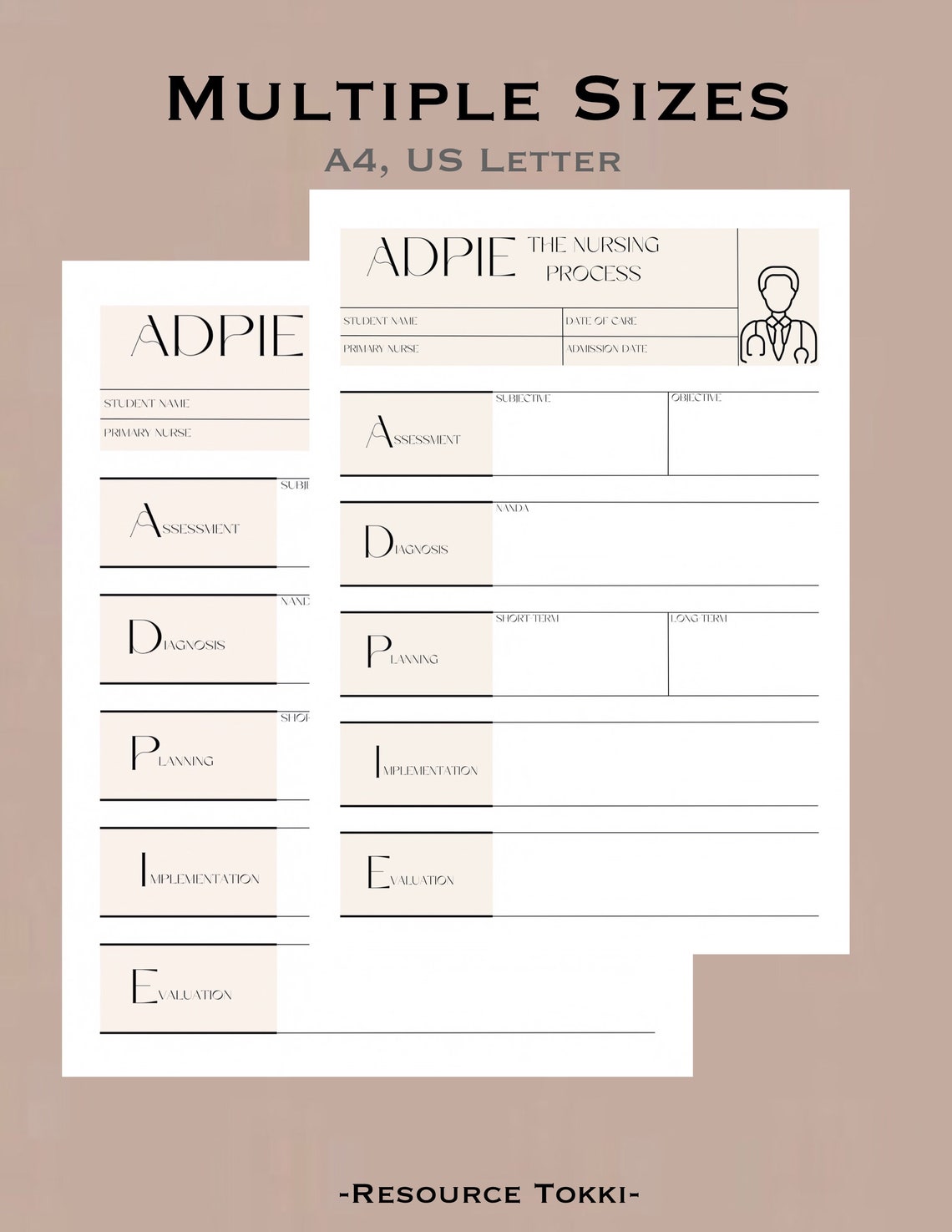 Nursing ADPIE Templates, Nursing Process Template, Nursing Student ...
