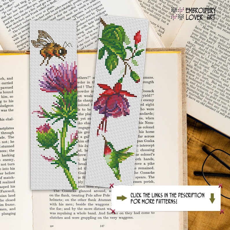 Thistle Cute Floral Bookmark For Women Counted Cross Stitch Etsy