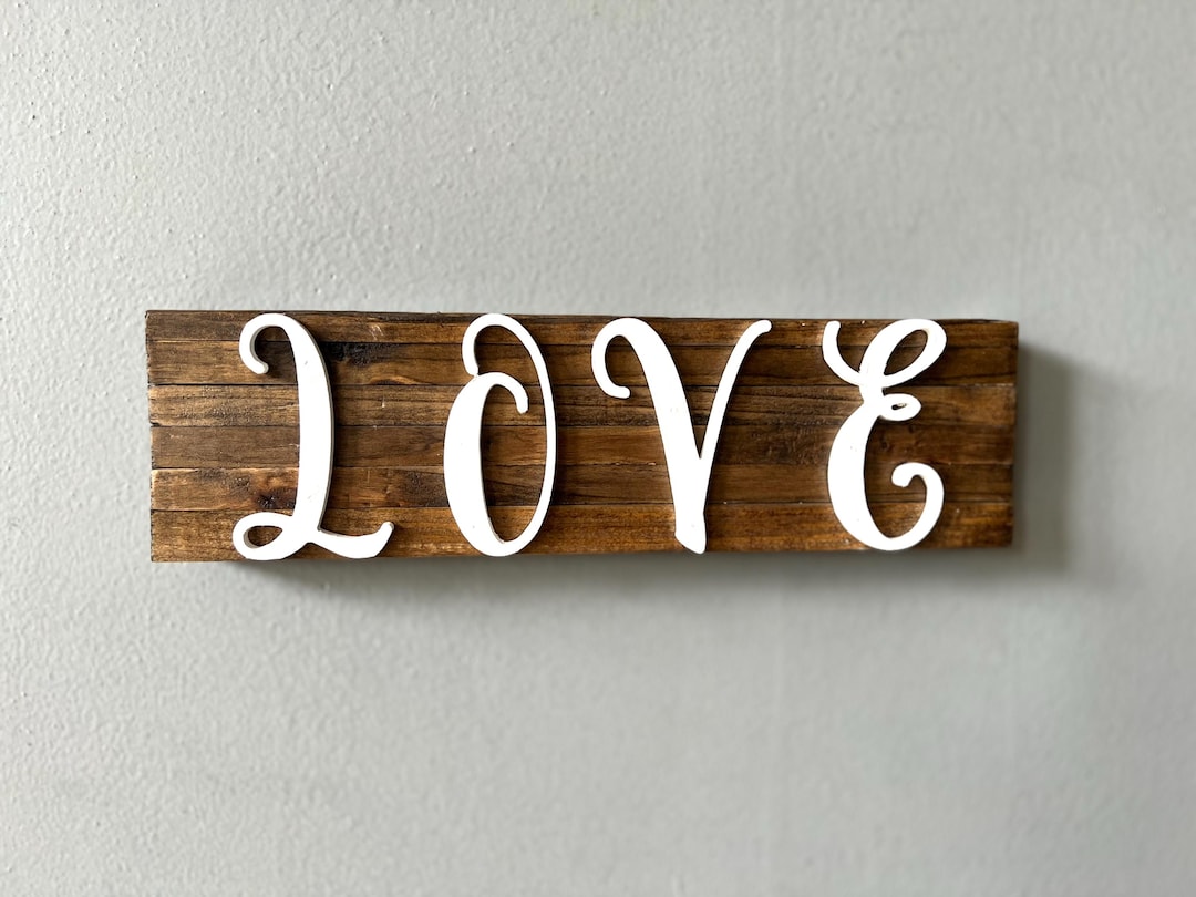 Rustic Wood LOVE Sign With White Letters – Farmhouse Wall Decor ...