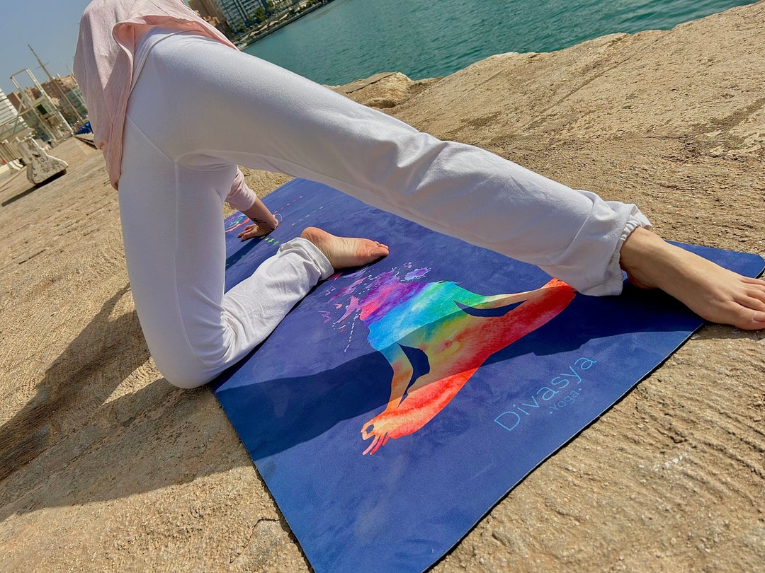 Yoga Mat rainbow Yogi Made of Natural Rubber & Microfiber - Etsy