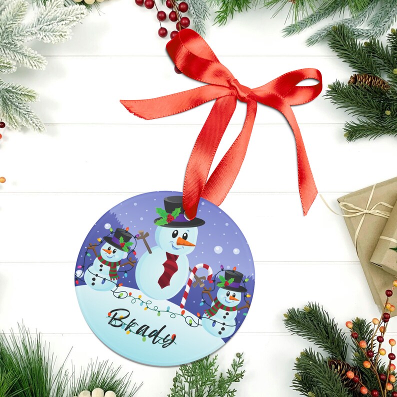 Custom Snowman Christmas Ornament With Ribbon Christmas - Etsy