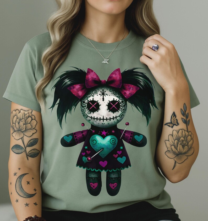 Voodoo Doll Shirt, Gothic Creepy Cute Graphic Tee, Witchy Dark ...