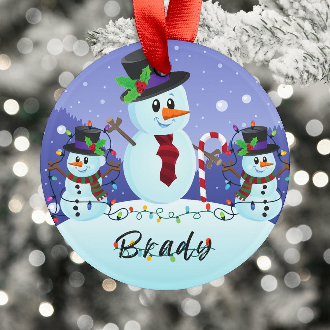 Custom Snowman Christmas Ornament With Ribbon, Christmas Snowman ...