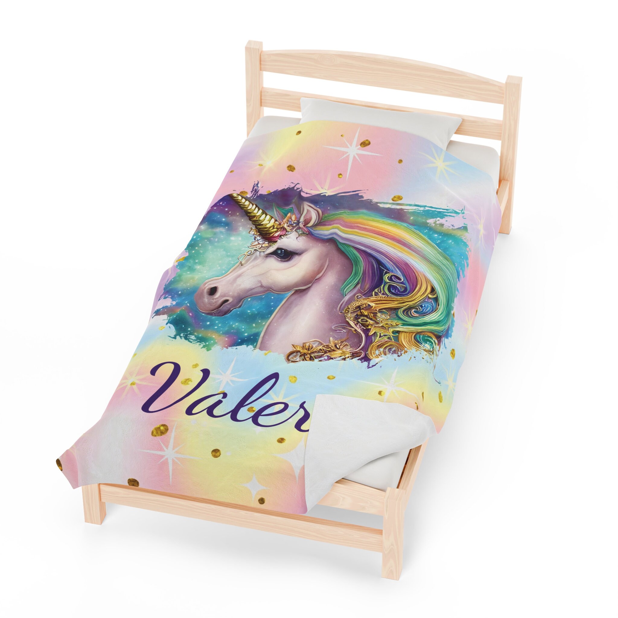 Custom Unicorn Blanket, Personalized Name Plush Unicorn Blanket, Girls ...