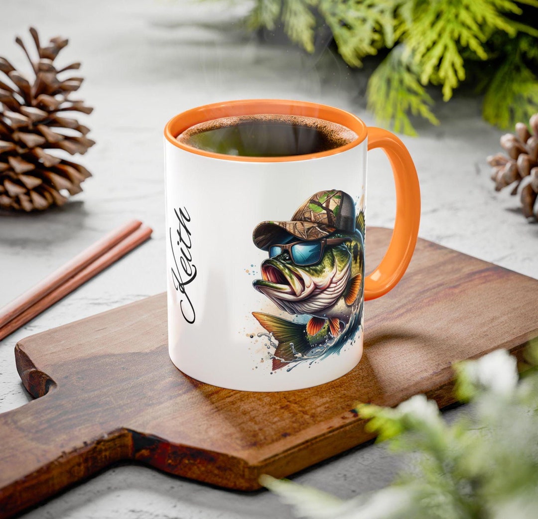 Funny Fisherman Mug, 11oz Bass Fish Coffee Cup, Gift for Fishing Lovers ...