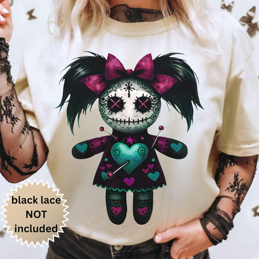 Voodoo Doll Shirt, Gothic Creepy Cute Graphic Tee, Witchy Dark ...