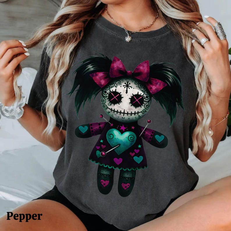 Voodoo Doll Shirt, Gothic Creepy Cute Graphic Tee, Witchy Dark ...