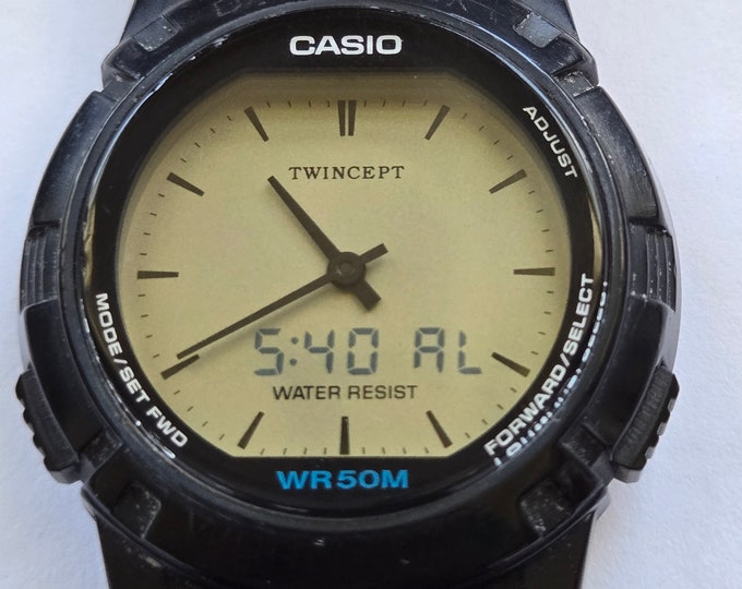 Casio World Time Twincept Digital Analog Quartz Watch-abx-20 1349 - Etsy