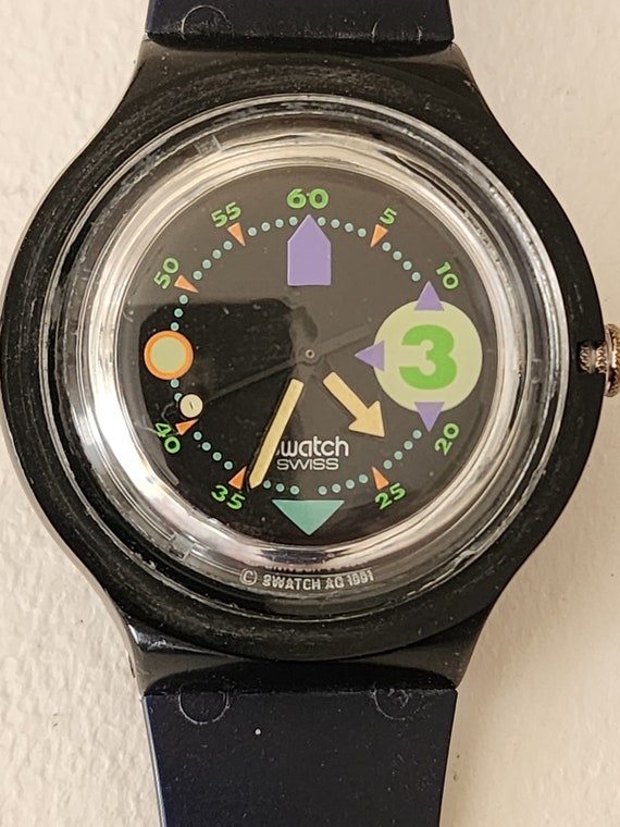 swatch black dial swiss - Gem