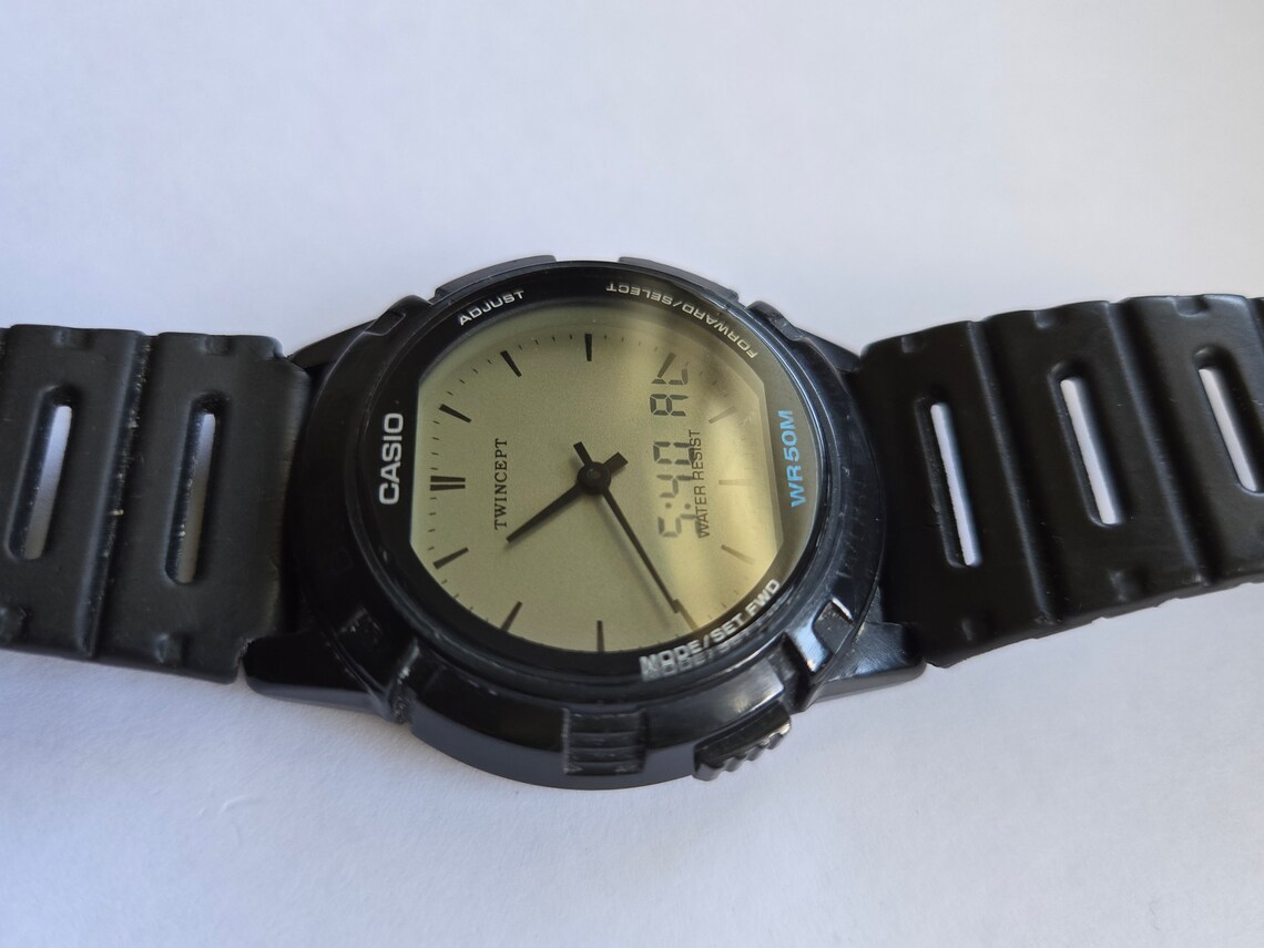 Casio World Time Twincept Digital Analog Quartz Watch-abx-20 1349 - Etsy