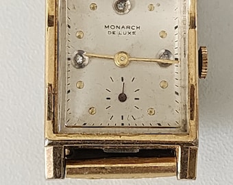 Vintage Monarch Watch Co. 14k Solid Gold & Diamond Ladies Cocktail ...