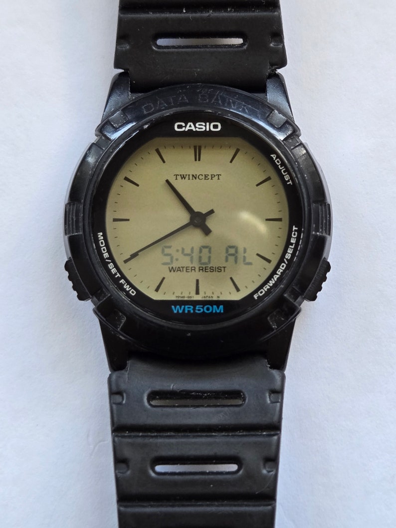 Casio World Time Twincept Digital Analog Quartz Watch-abx-20 1349 - Etsy