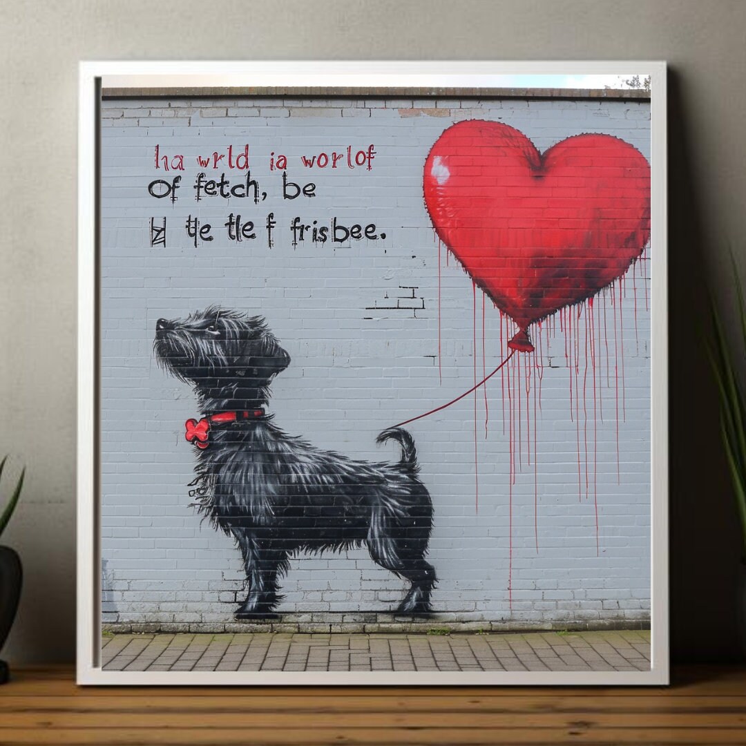 Banksy Style Print, Dog Print, Dog Artwork, Dog Wall Art, Dog Picture ...