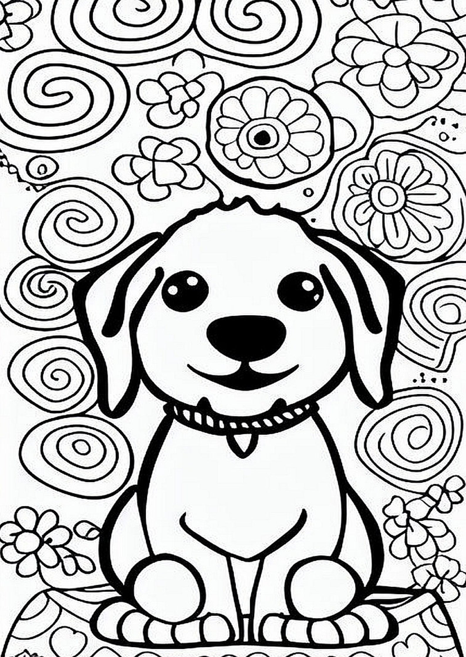 Dog / Puppy Coloring Sheet Pages 5 - Etsy