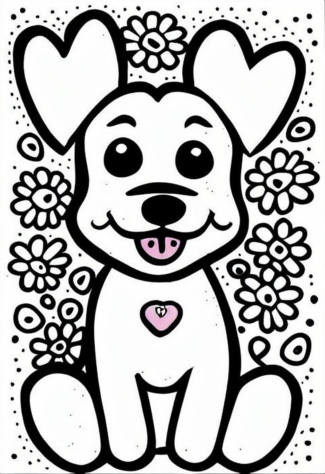 Dog / Puppy Coloring Sheet Pages (5) - Etsy