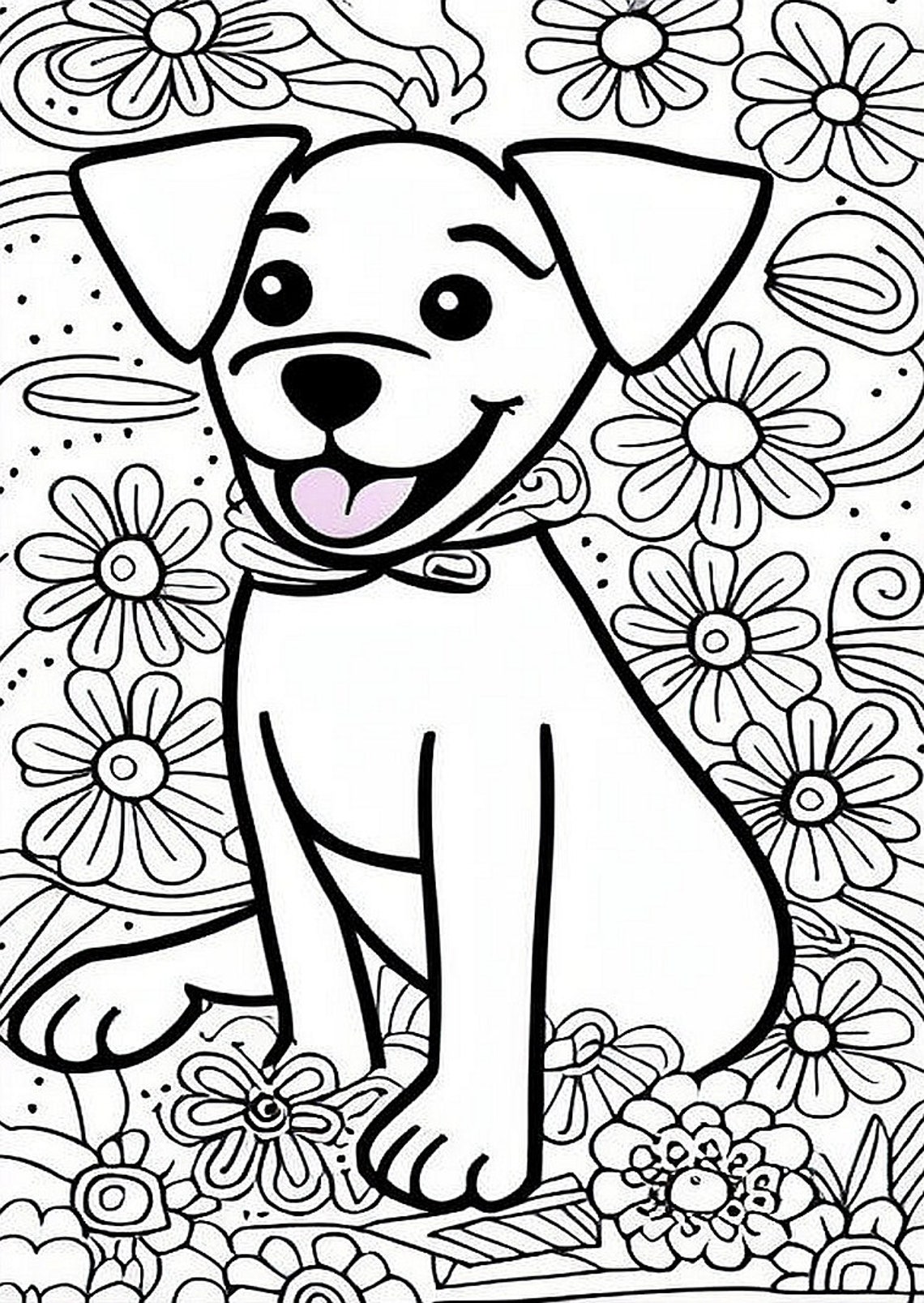 Dog / Puppy Coloring Sheet Pages 5 - Etsy