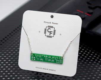Circuit Board Necklace White Pendant Recycled Jewelry PCB Techie Silver ...