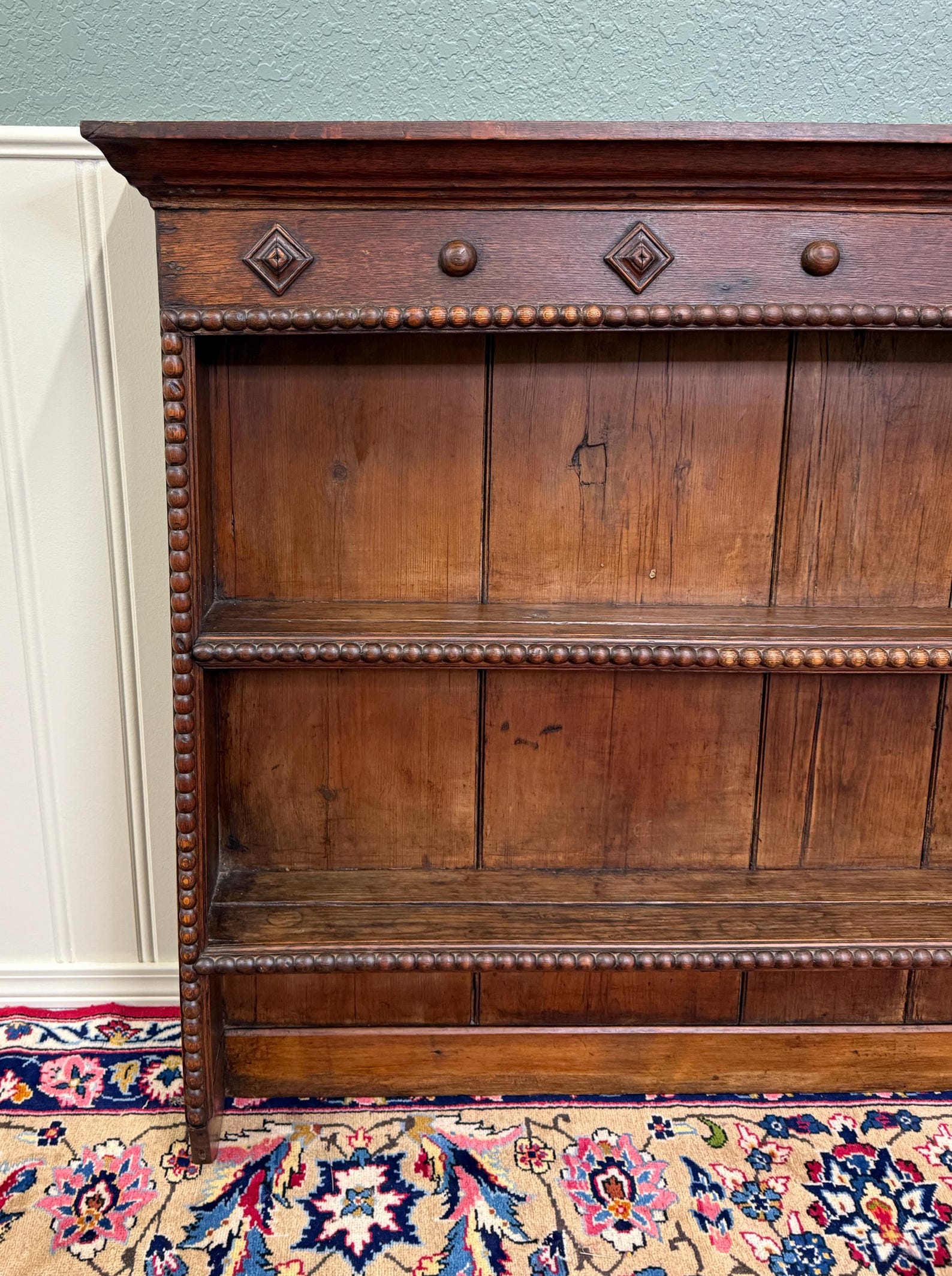 Antique English Plate Rack Wall Shelf LARGE Jacobean Carved Oak Mid ...
