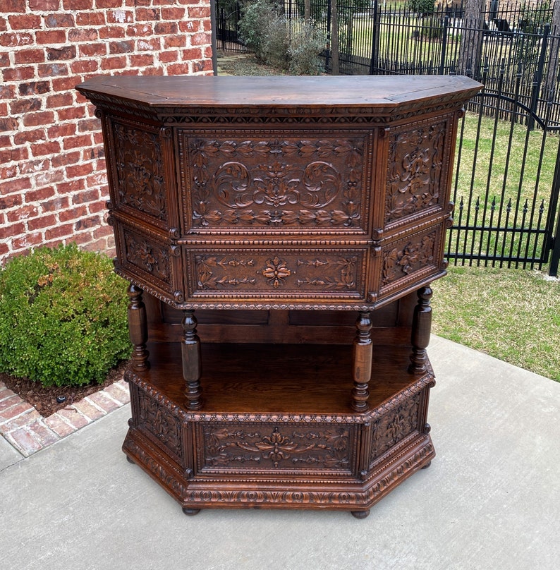 Antique French Vestry Cabinet Sacristy Altar Vestment Wine Cabinet Bar ...