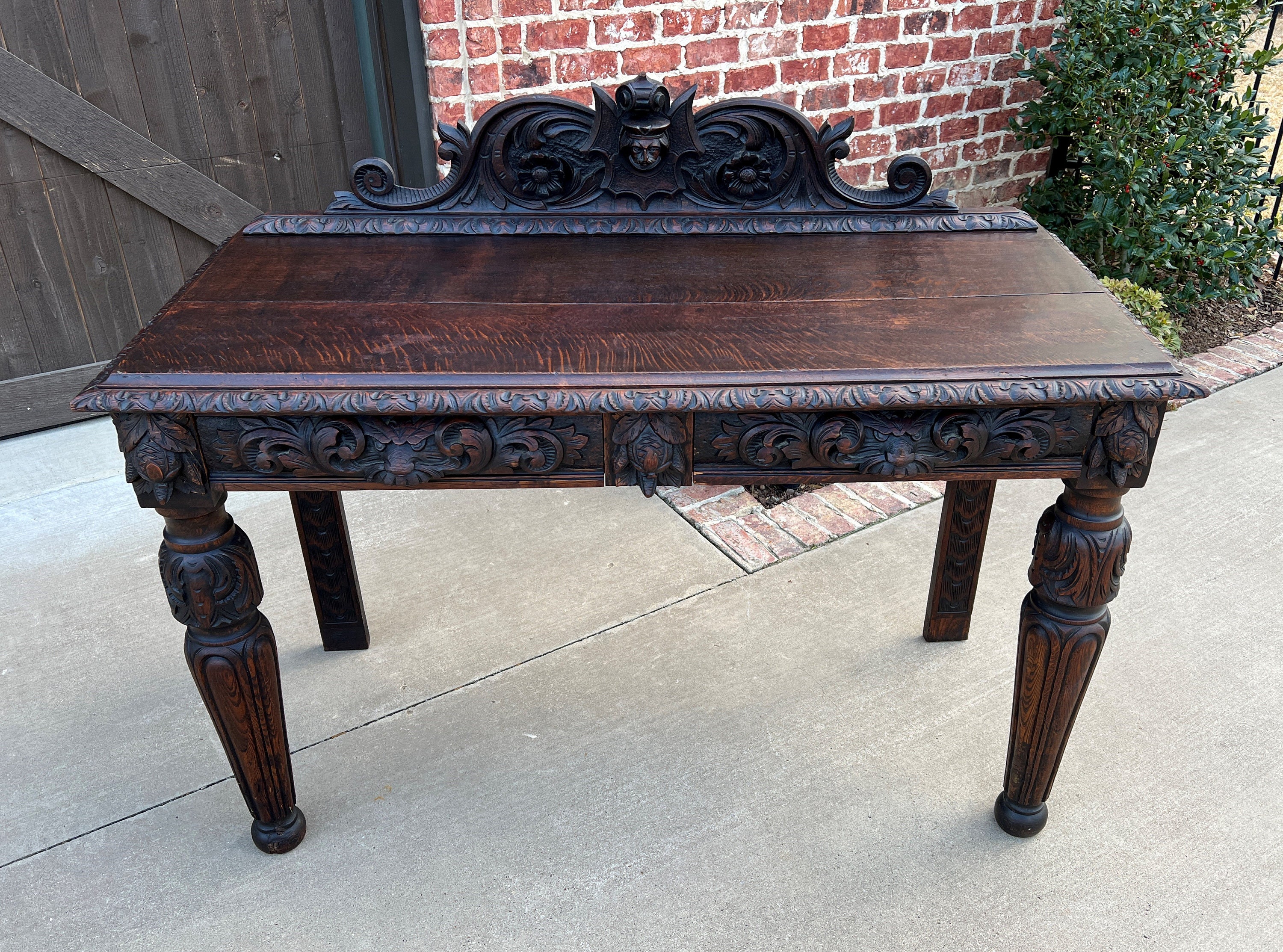 Antique French Table Hall Entry Console Sofa Table Two Drawers Oak C ...