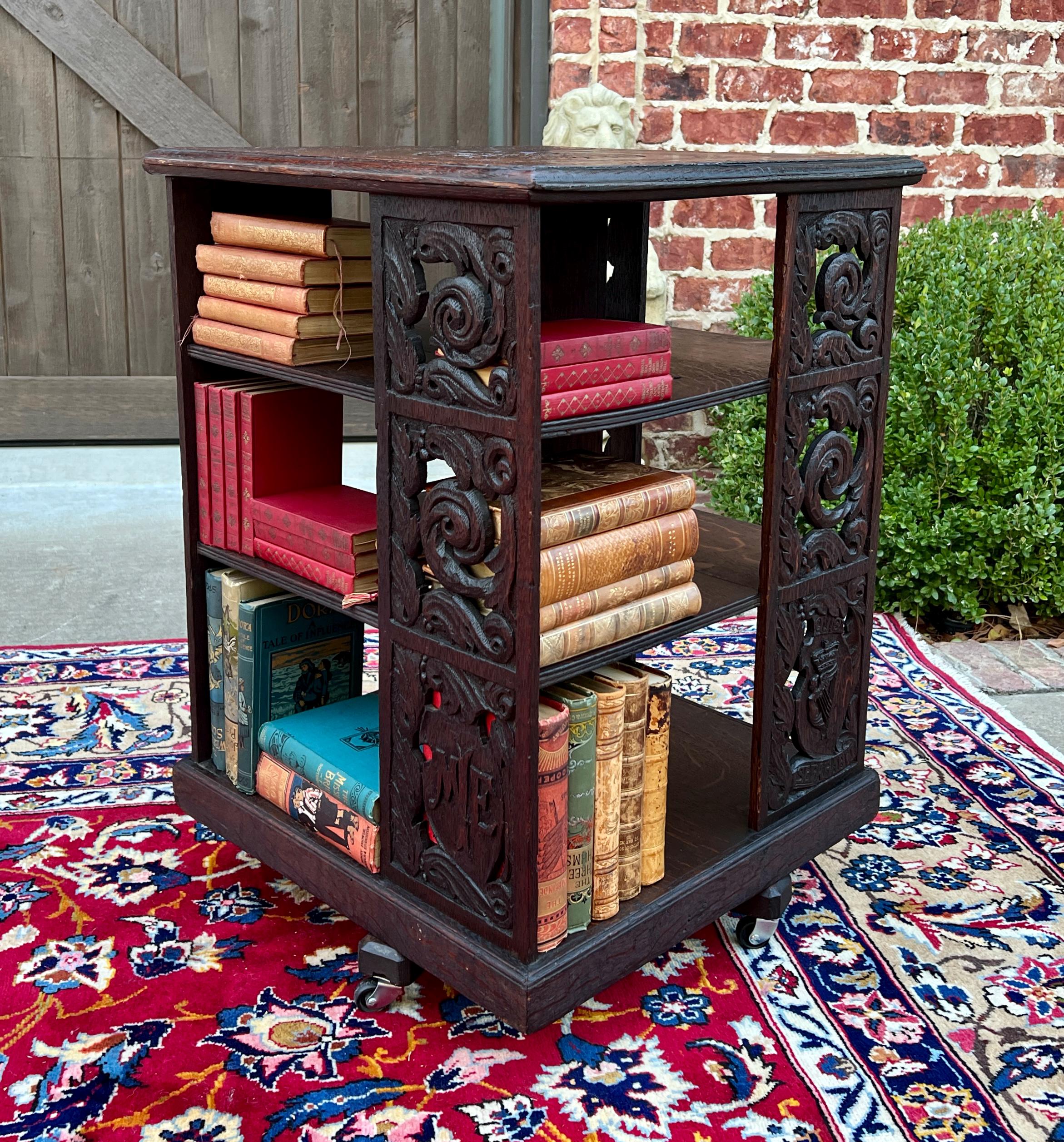 Antique English Revolving Bookcase Carved Display Cabinet Carved Oak C.19th C - Etsy