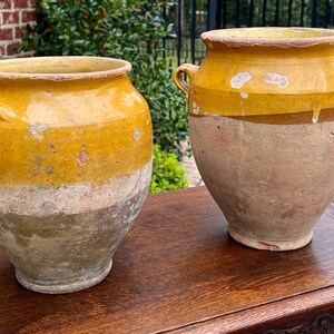 Antique French Country PAIR Confit Pots Pottery Jugs Glazed Ochre ...