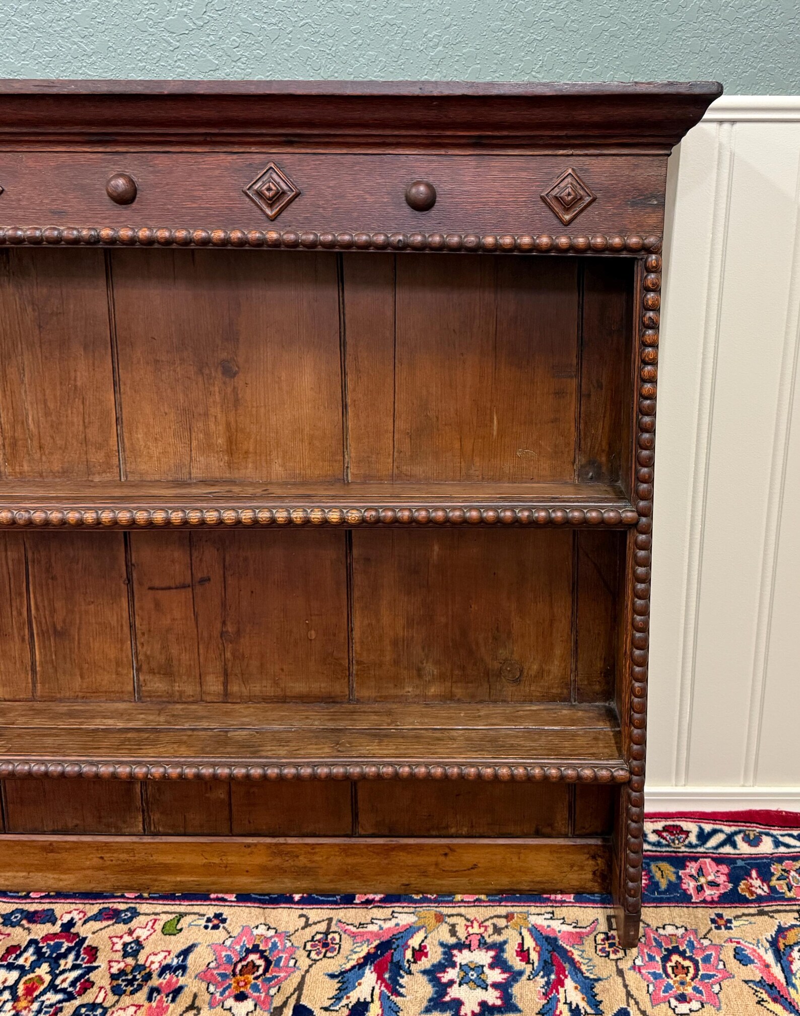 Antique English Plate Rack Wall Shelf LARGE Jacobean Carved Oak Mid ...