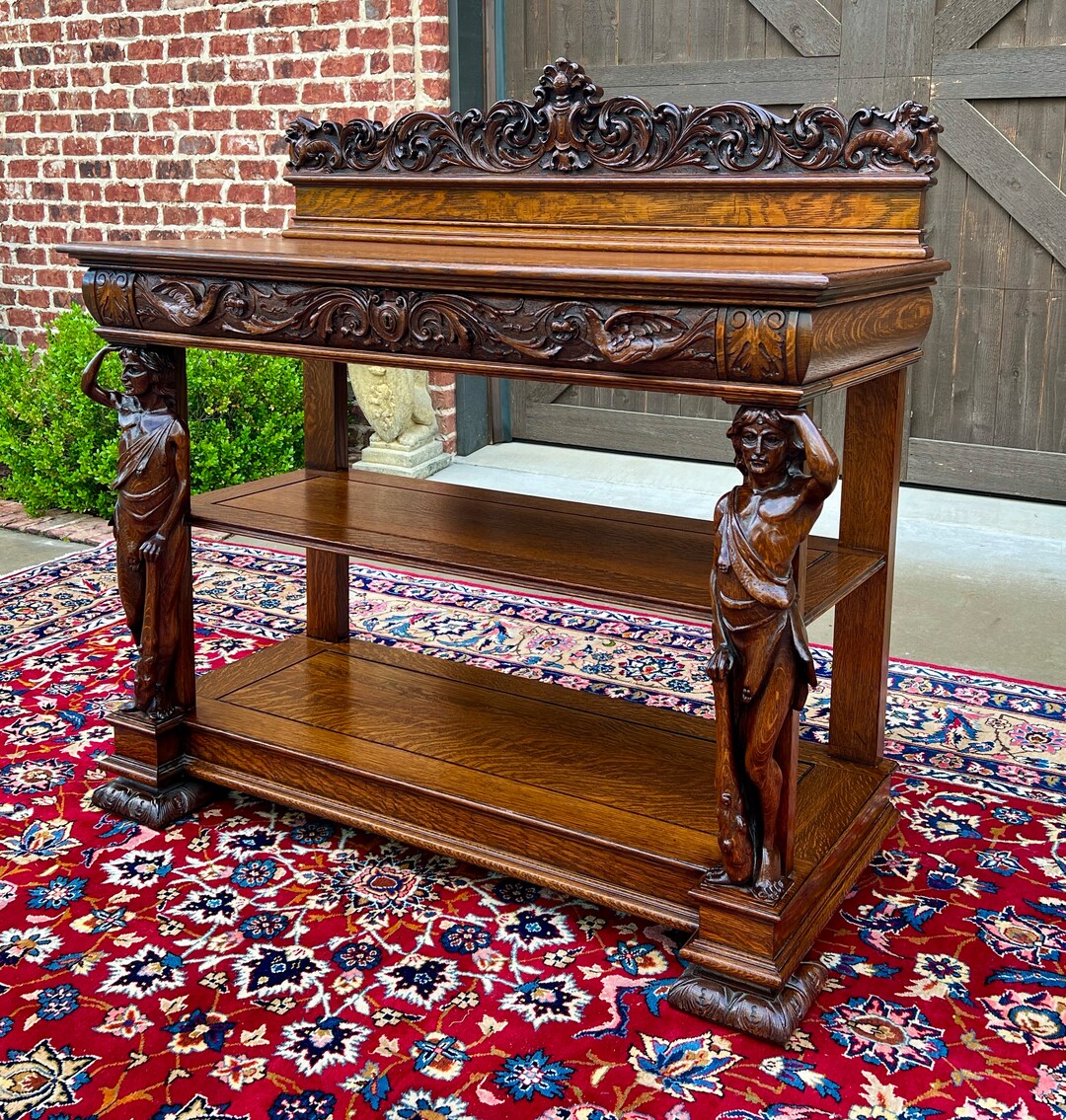 Antique American Server Sideboard Console Sofa Table Quartersawn Oak RJ ...