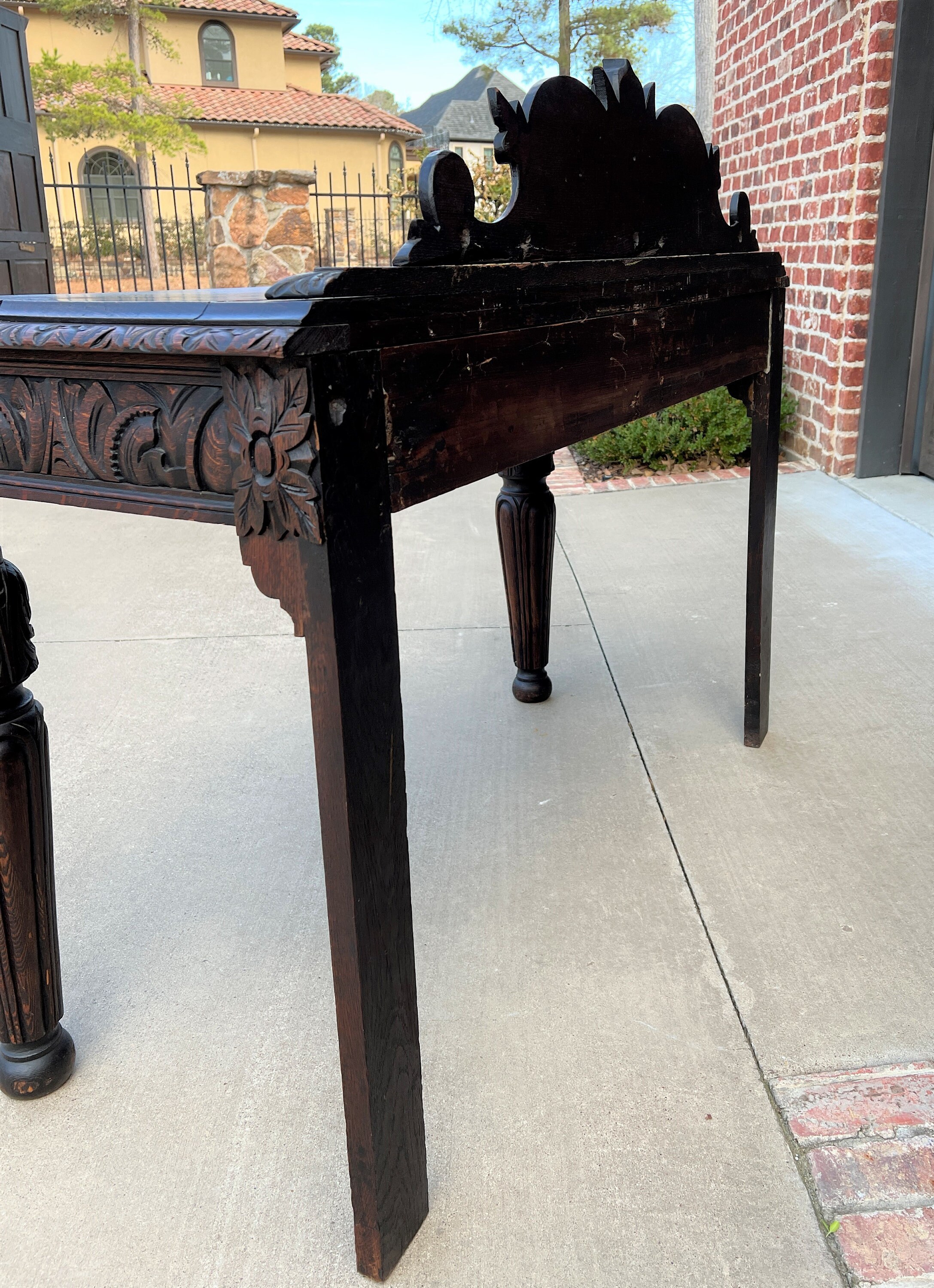 Antique French Table Hall Entry Console Sofa Table Two Drawers Oak C ...