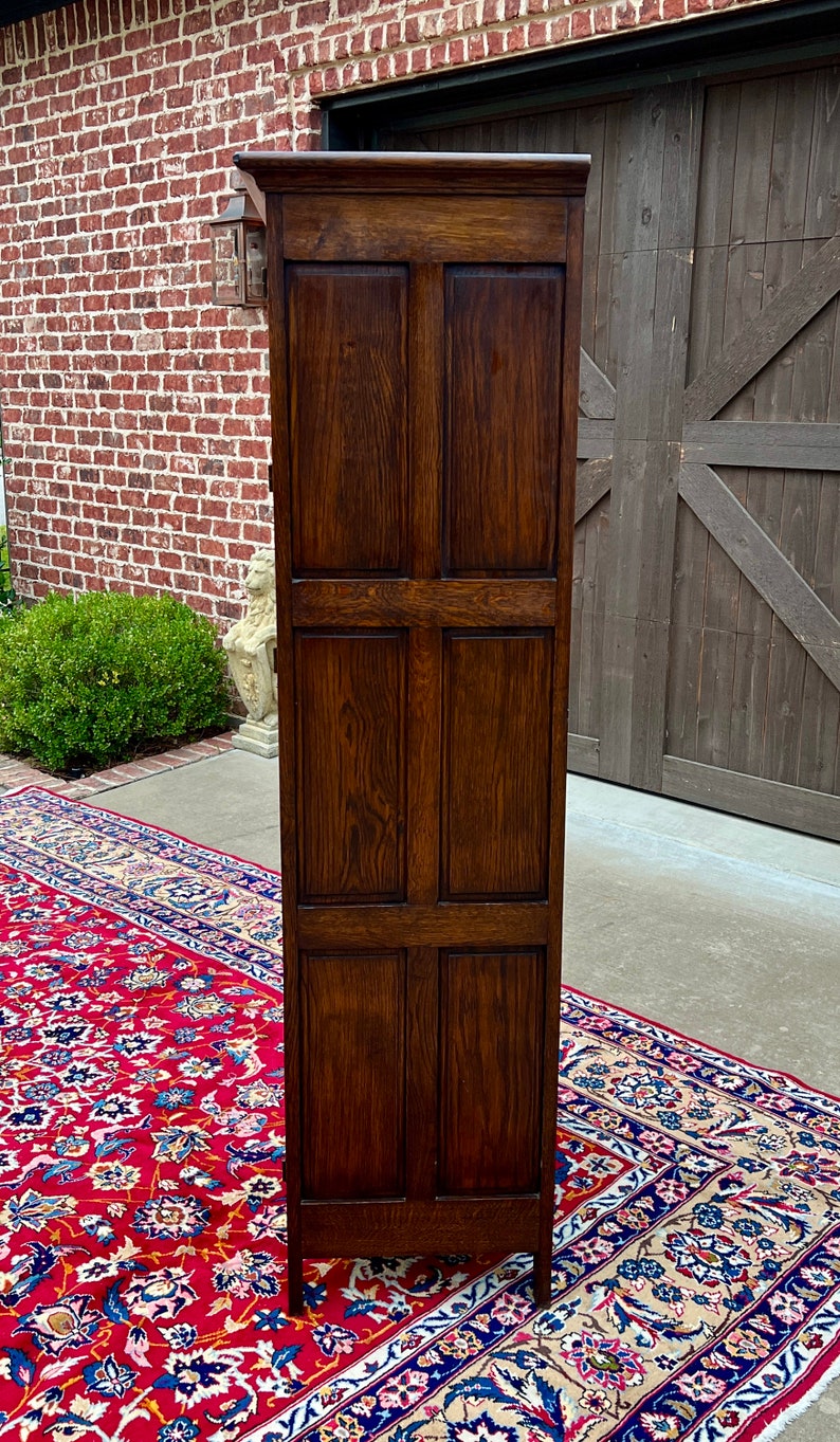 Antique French Armoire Wardrobe Cabinet Linen Closet Gothic Revival Oak ...