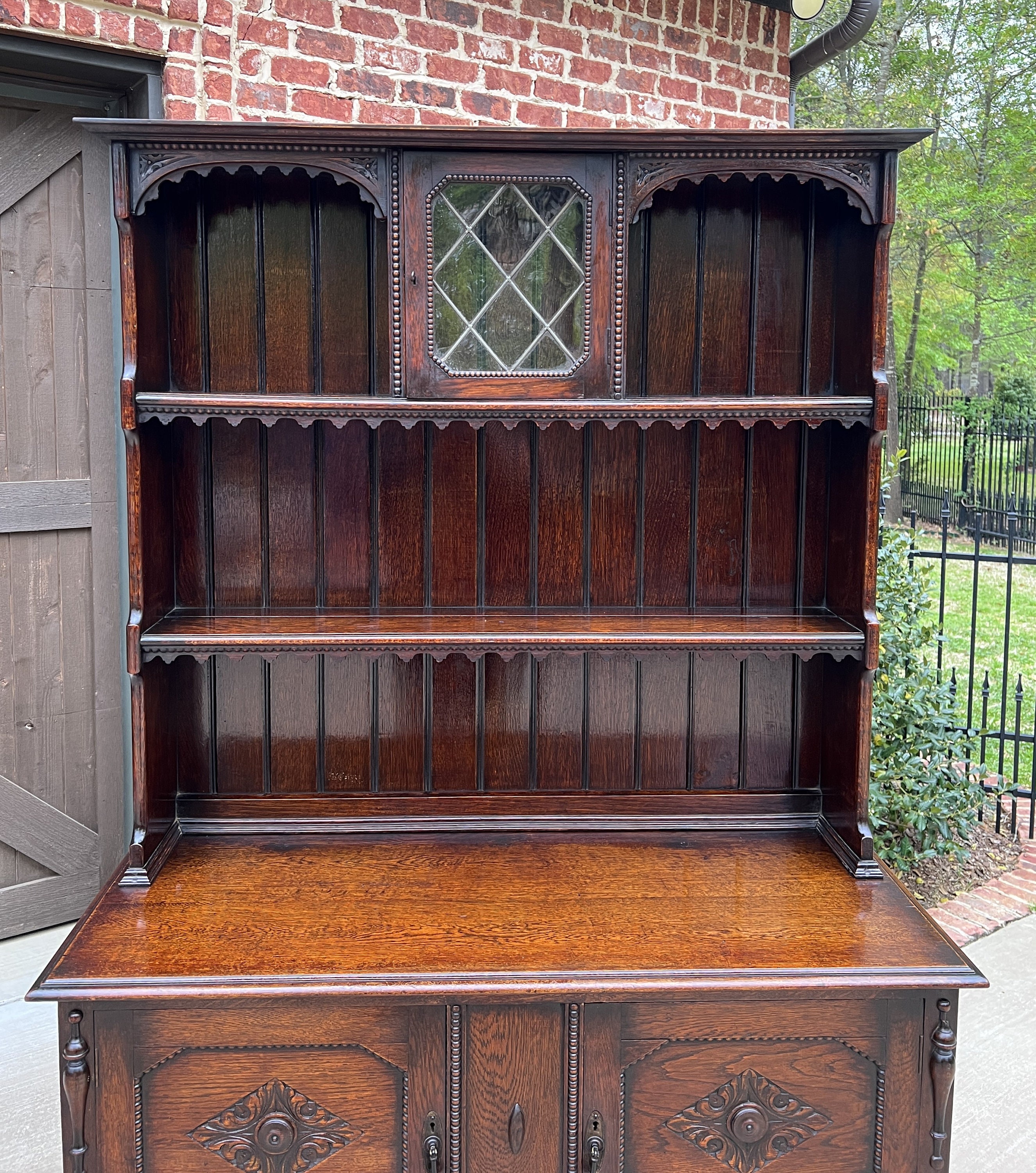 Antique English Welsh Dresser Buffet Sideboard Jacobean Barley Twist ...