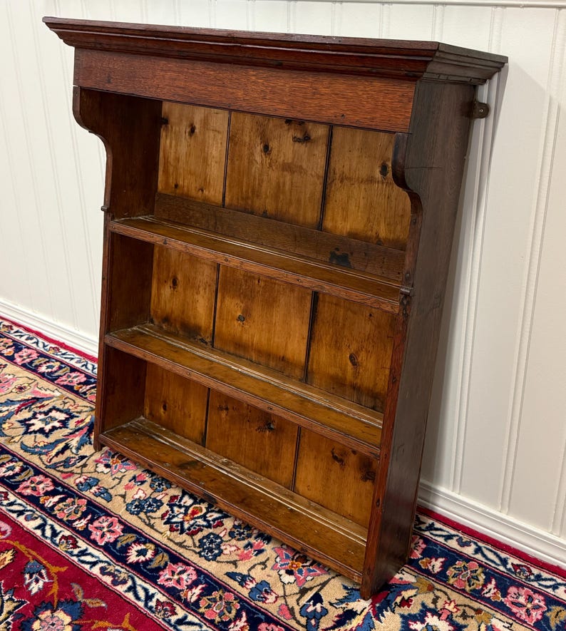 Antique English Plate Rack Wall Shelf Hanging Wall Decor Carved Oak ...