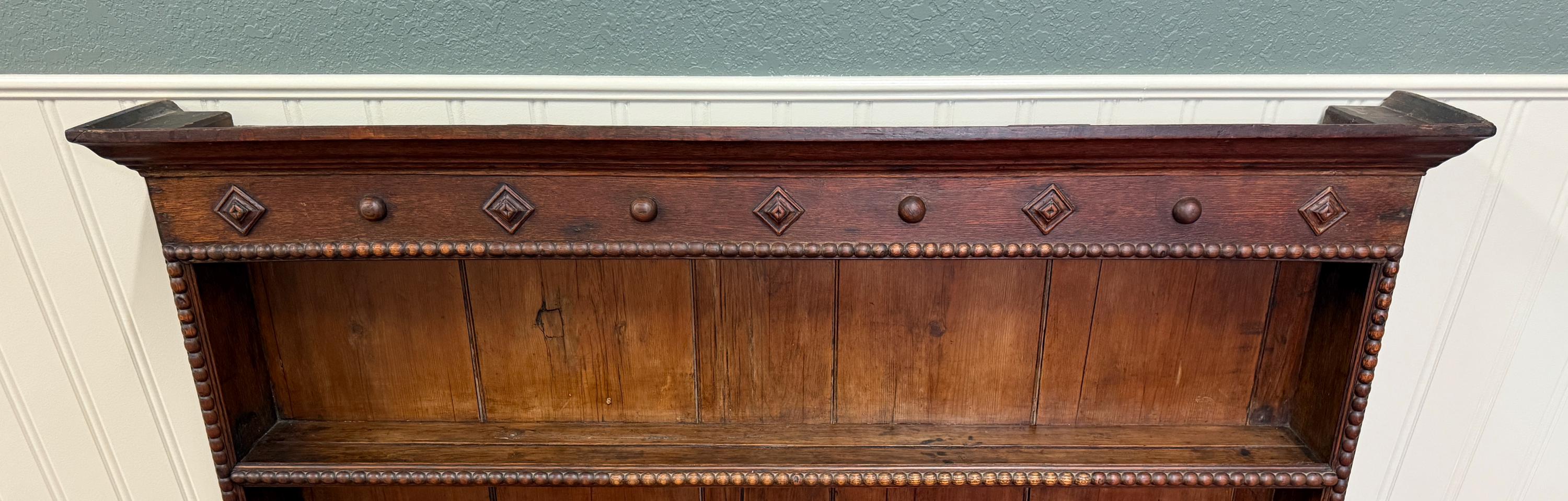 Antique English Plate Rack Wall Shelf LARGE Jacobean Carved Oak Mid ...