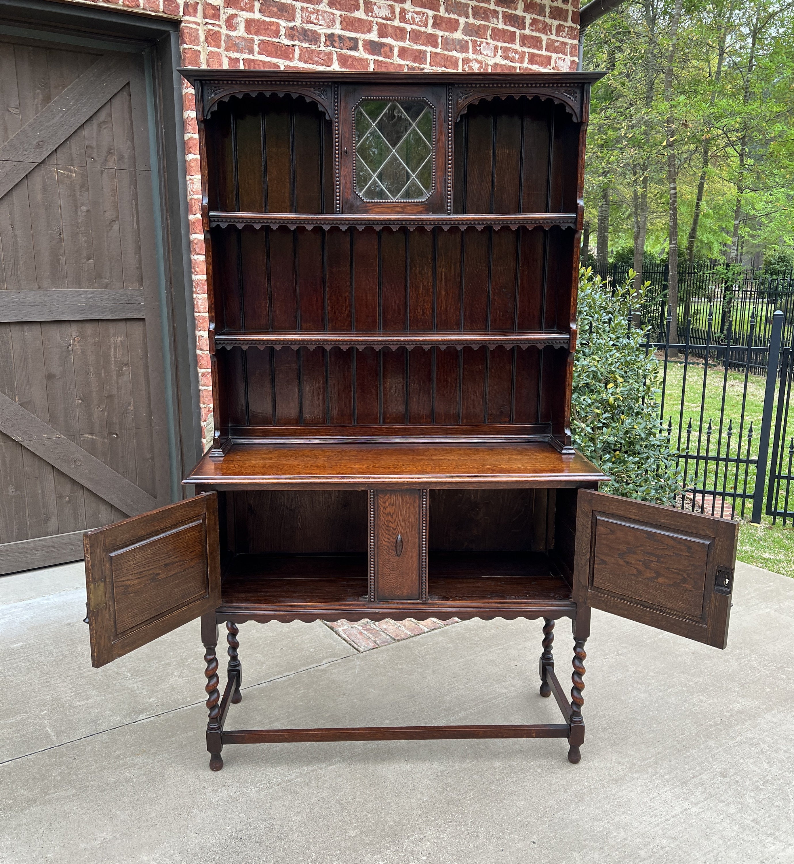 Antique English Welsh Dresser Buffet Sideboard Jacobean Barley Twist ...