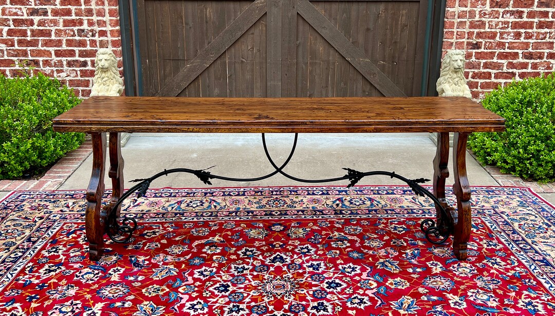 Mid-century Spanish Catalan Table Sofa Hall Entry Console Table Oak ...