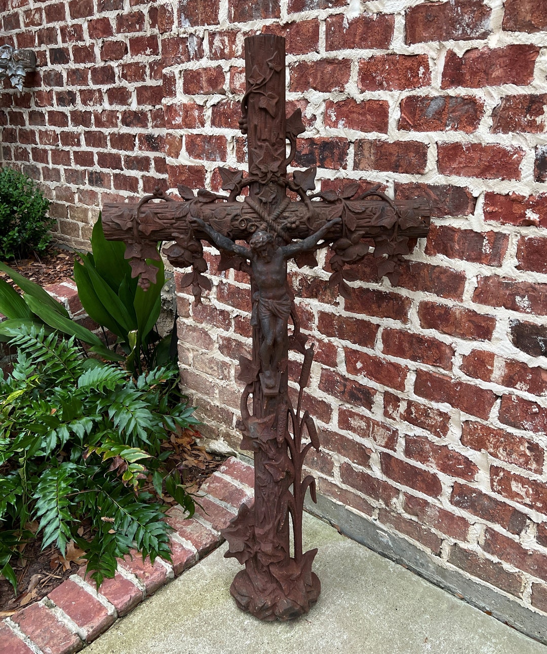 Antique Crucifix Cross Cast Iron Garden Architectural Chapel Church ...