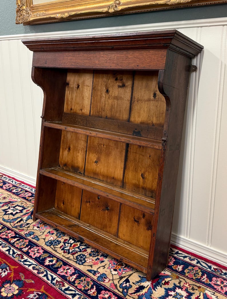 Antique English Plate Rack Wall Shelf Hanging Wall Decor Carved Oak ...