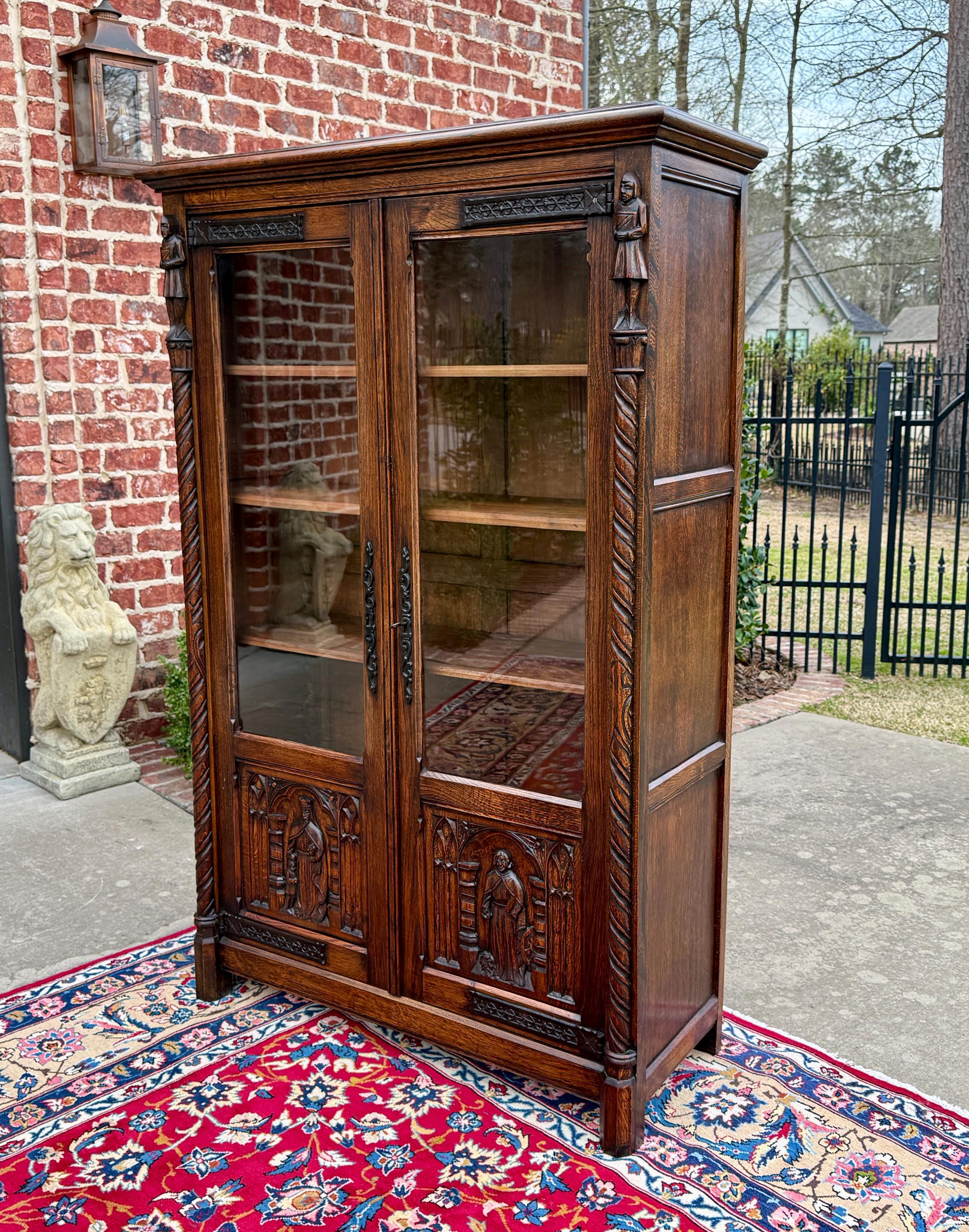 Antique French Gothic Bookcase Cabinet Bookshelf 2 Glass Doors Oak C. 1920s-30s - Etsy