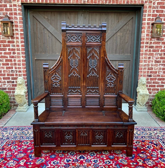 Wooden settee with storage store