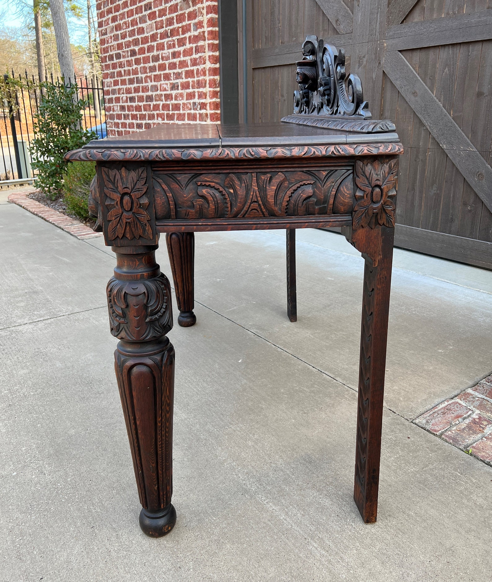 Antique French Table Hall Entry Console Sofa Table Two Drawers Oak C ...