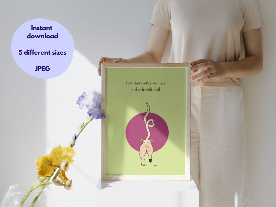 Hand Drawn Dog Illustration With Heart-shaped Tail & Heartwarming Quote ...