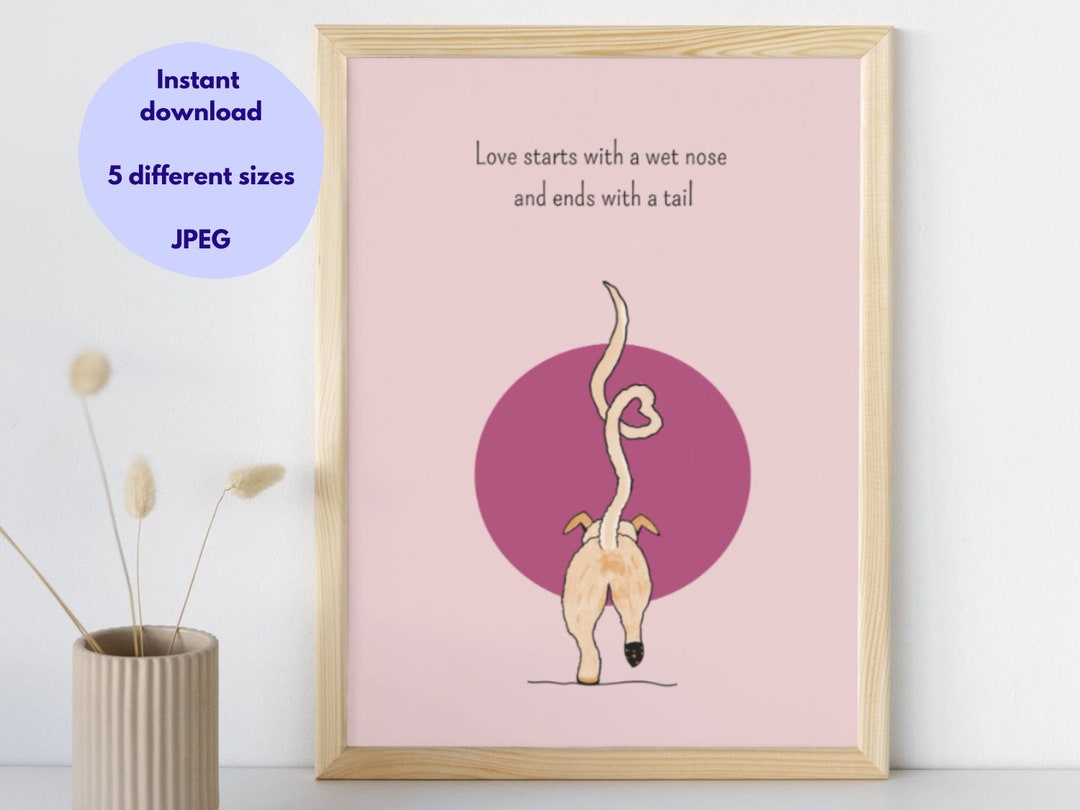 Hand Drawn Dog Illustration With Heart-shaped Tail & Heartwarming Quote ...