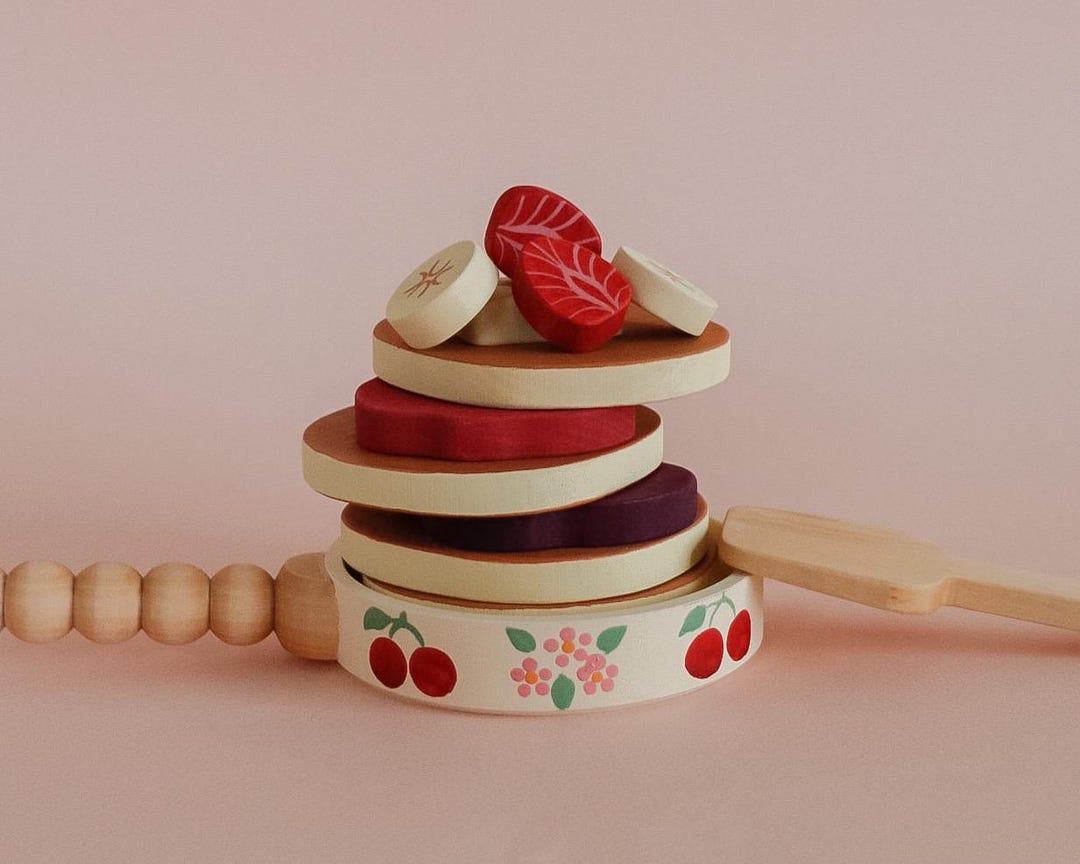 Wooden Pancake Toy Set. Wooden Breakfast. Play Kitchen. Play Food ...