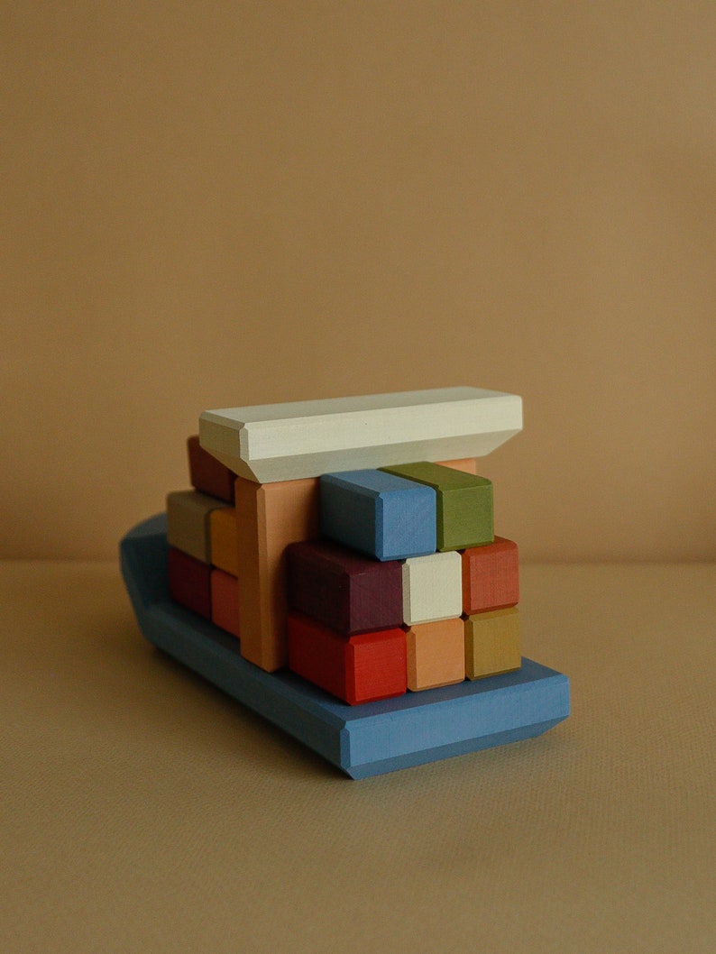 Wooden Building Blocks. Ship With Blocks. Wooden Blocks. Merchant Ship ...
