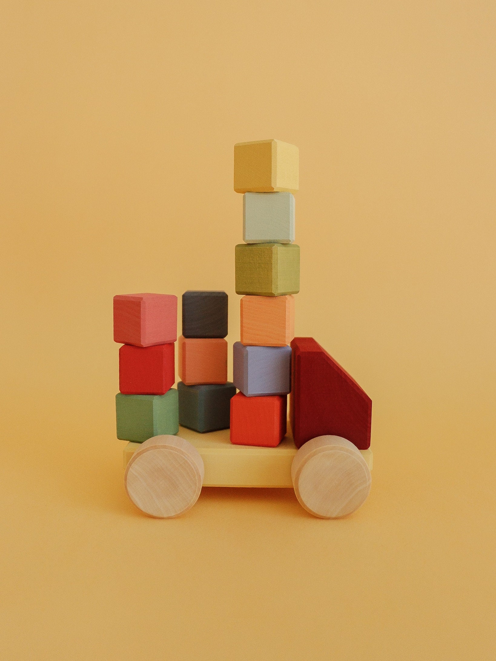Wooden Truck With 12 Blocks. Confetti. Wooden Rolling Toy. Wooden Car ...